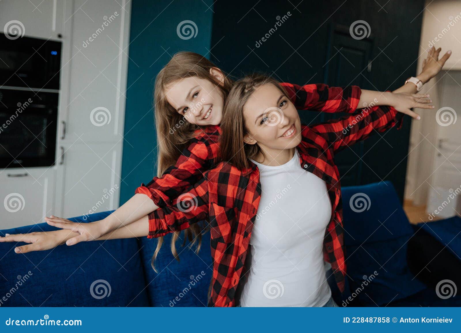 Two Sisters at Home Have Fun at Home Stock Photo - Image of hobby ...