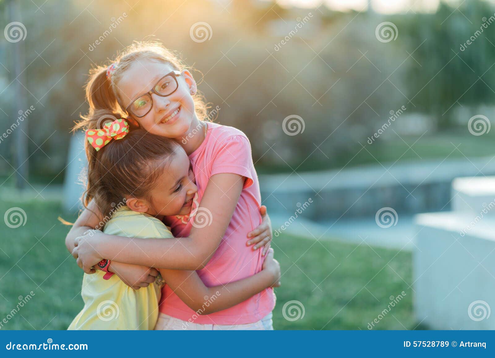 Two Sisters are Hugging in the Park Stock Image - Image of cheerful ...