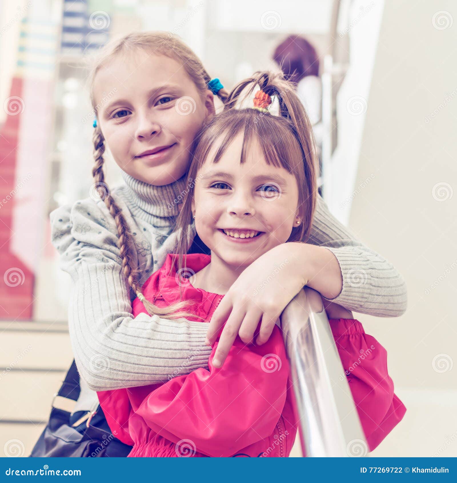 Two Sisters Hugging Smiling. Stock Photo - Image of buddies, care: 77269722
