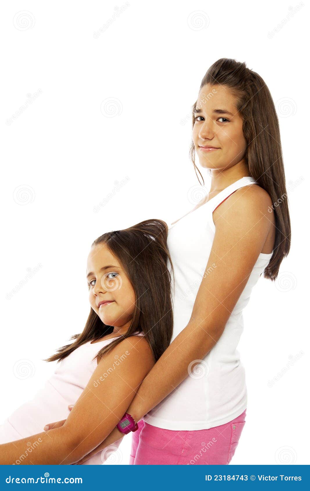 Two Sisters Isolated on White Stock Image - Image of buddies, relations ...