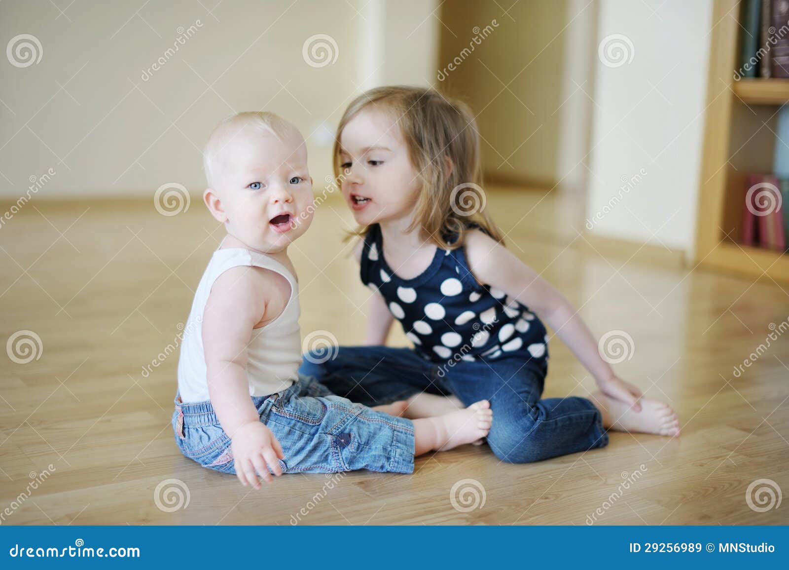 Two Sisters Playing Together Stock Image - Image of crawling, child ...