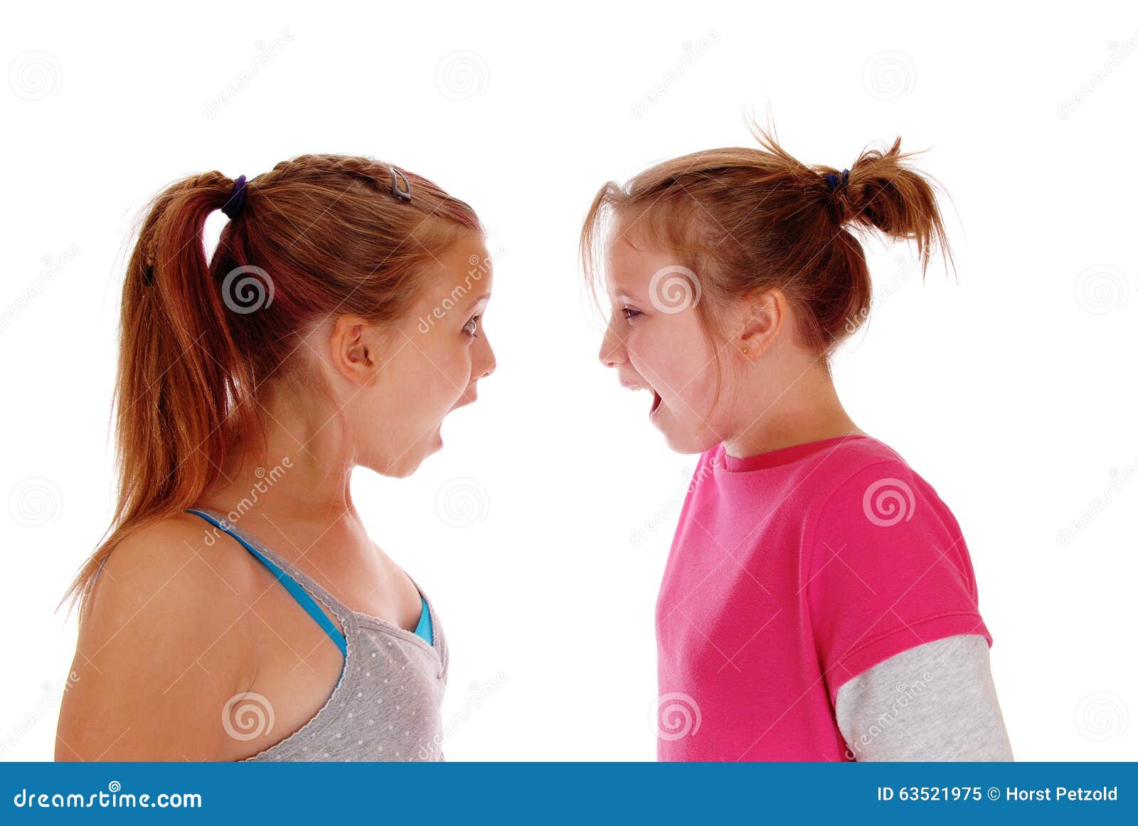 Two Sisters Shouting at Each Other. Stock Image - Image of emotions ...