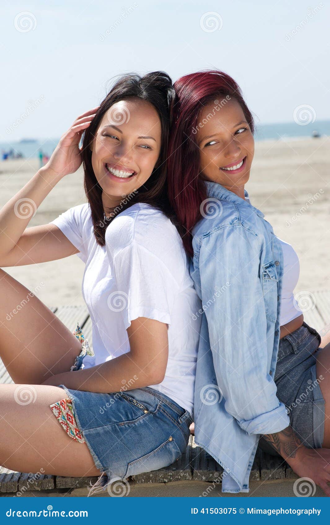 Two Sisters Smiling Together Outdoors Stock Image - Image of portrait ...