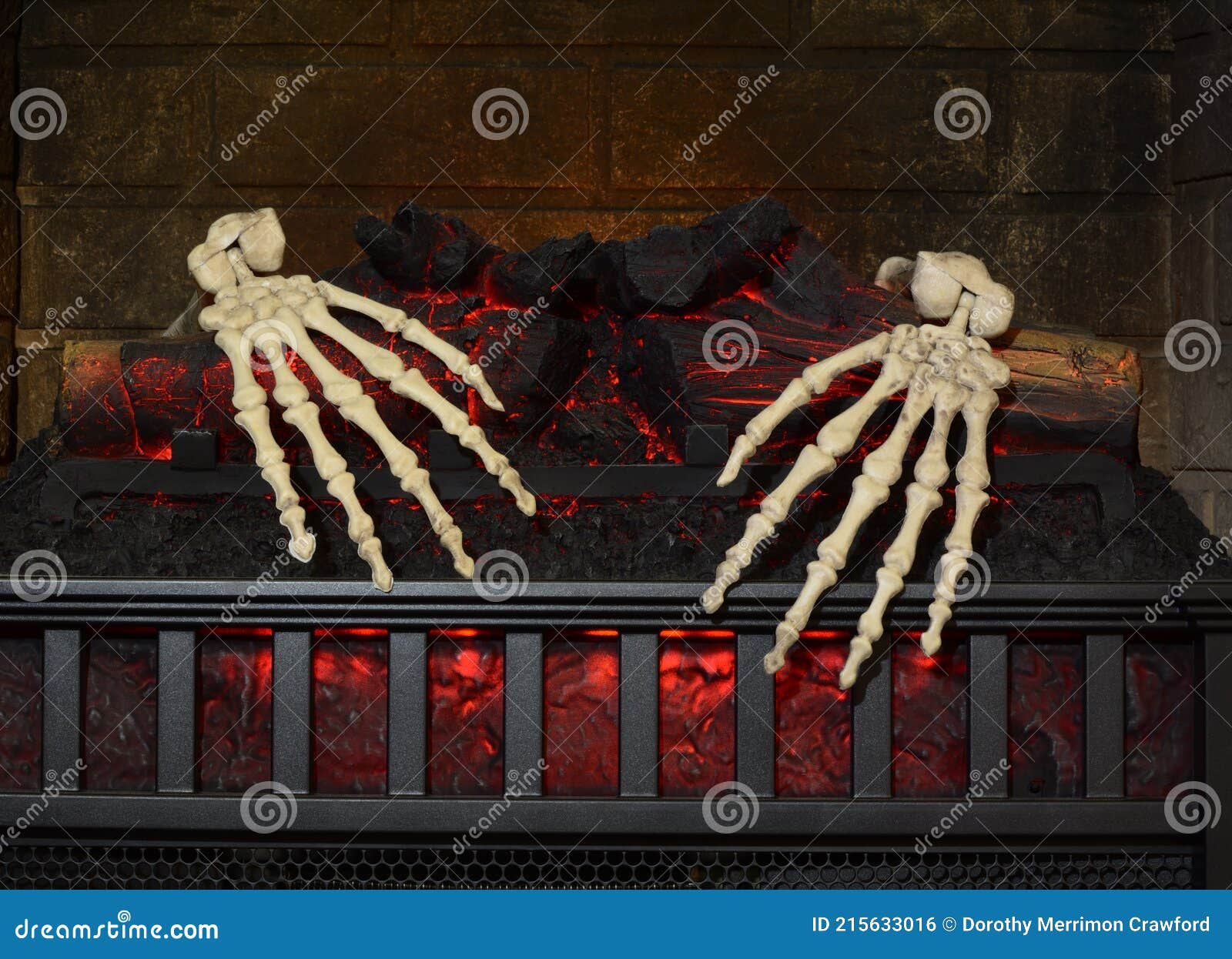 Two Skeleton Hands in Fireplace Stock Photo - Image of hell, dead ...