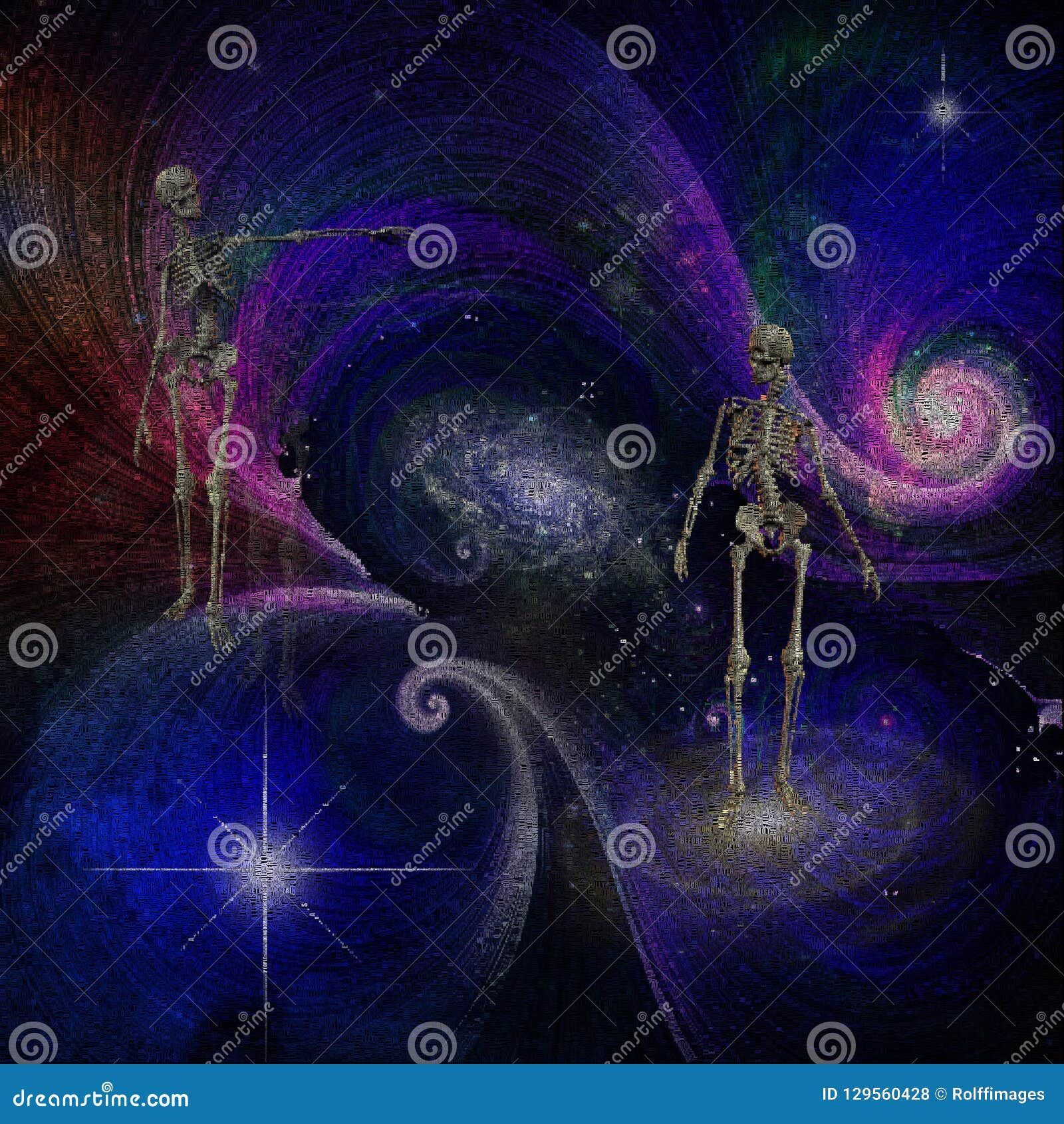 Two skeleton in space stock illustration. Illustration of eternity ...