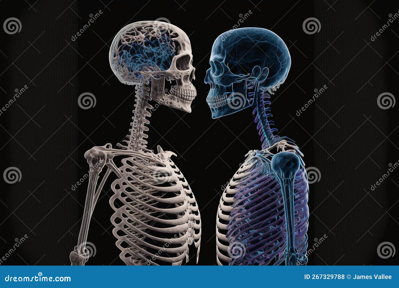 Two Skeletons Facing Each Other - AI Generative Stock Illustration ...