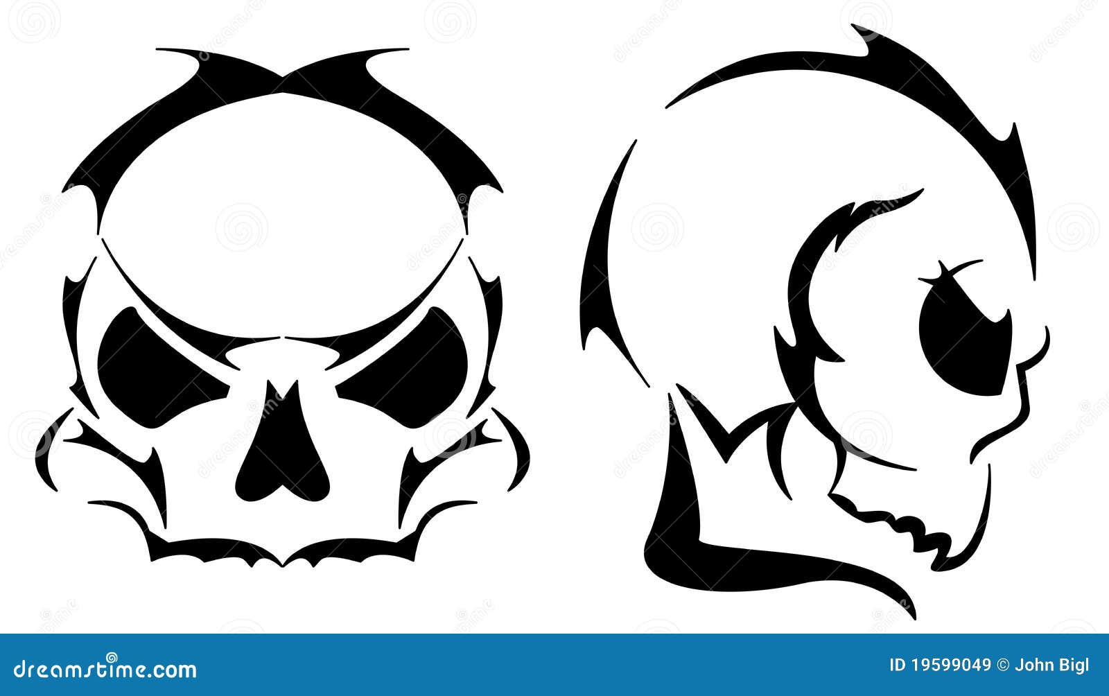Two skull tattoos stock vector. Illustration of skull - 19599049
