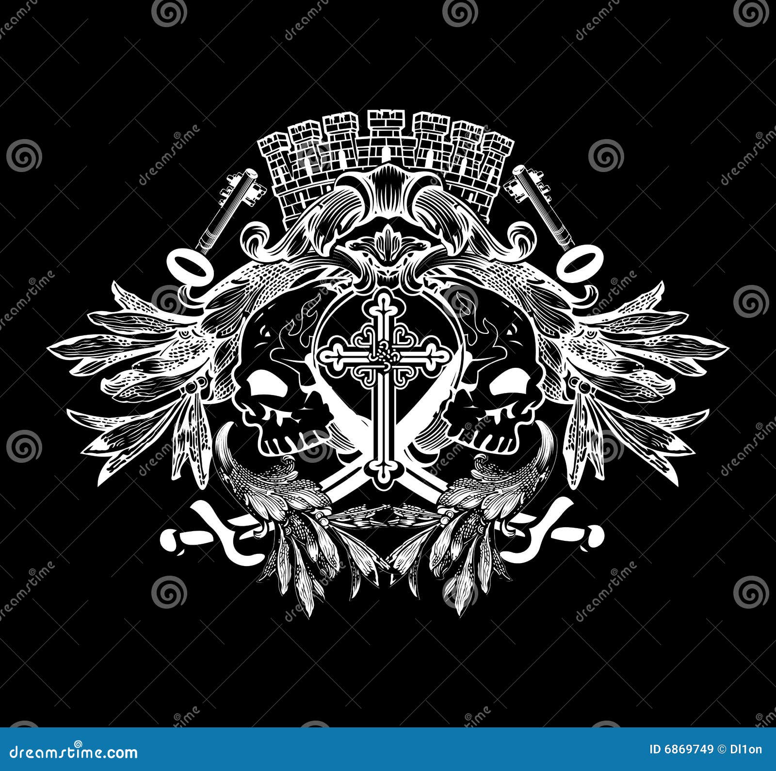Two Skulls on Heraldic Shield. Stock Vector - Illustration of ...