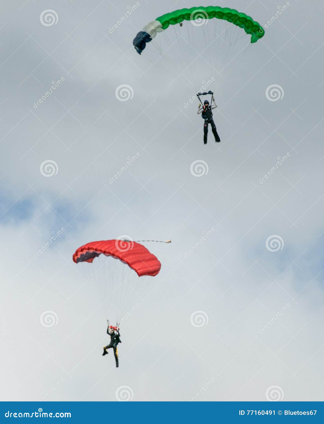 Two Skydivers Performing Skydiving with Parachutes Editorial Photo ...
