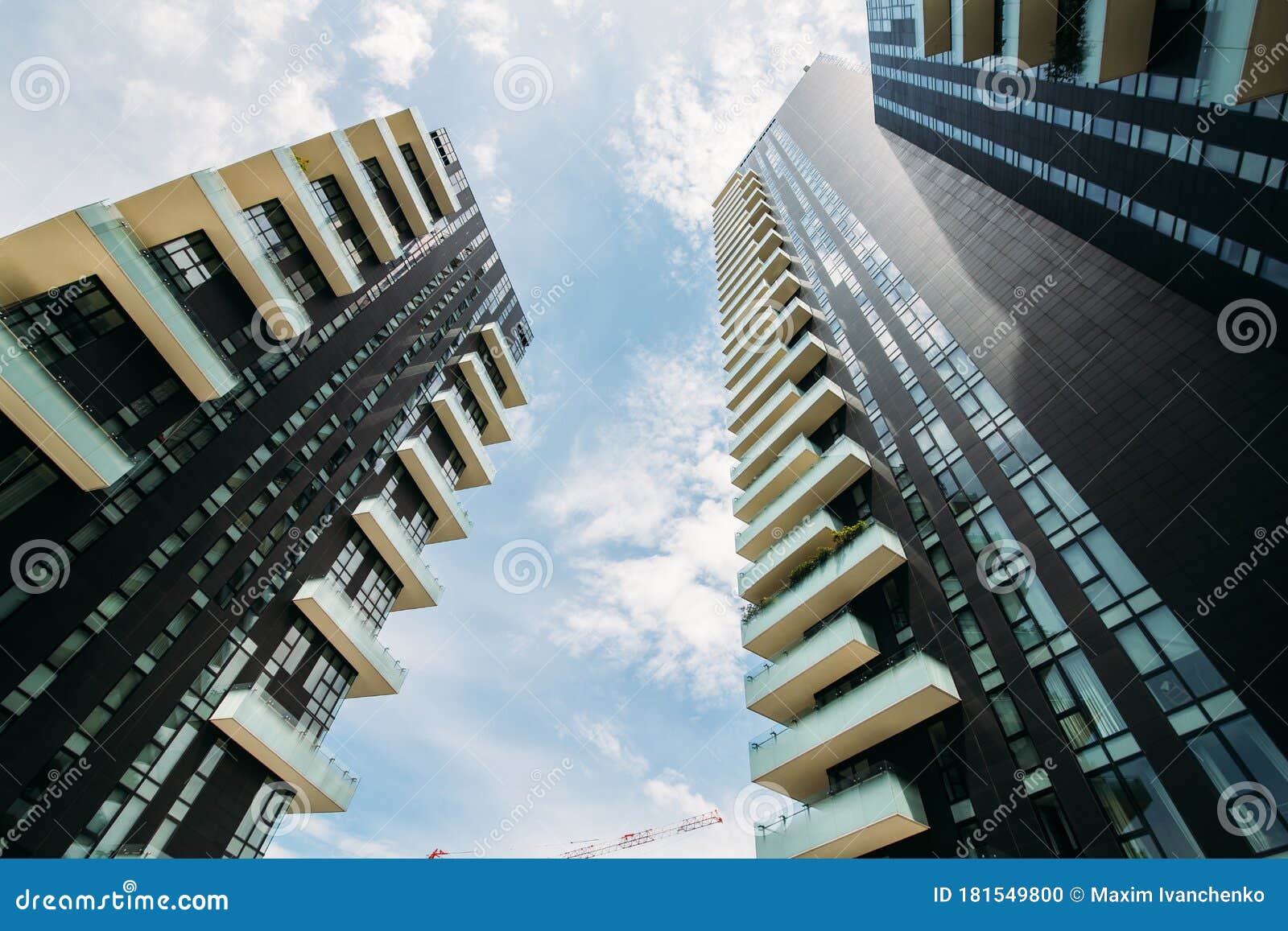 Two Skyscraper View from Below Against the Sun Stock Photo - Image of ...