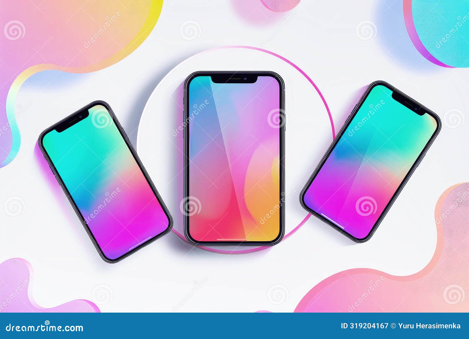 Two Sleek Phones Resting Side by Side on a Modern Table. Mockup for ...