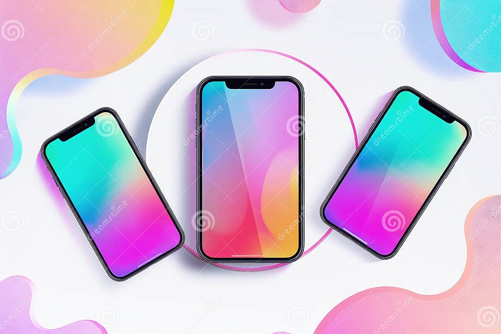 Two Sleek Phones Resting Side by Side on a Modern Table. Mockup for ...