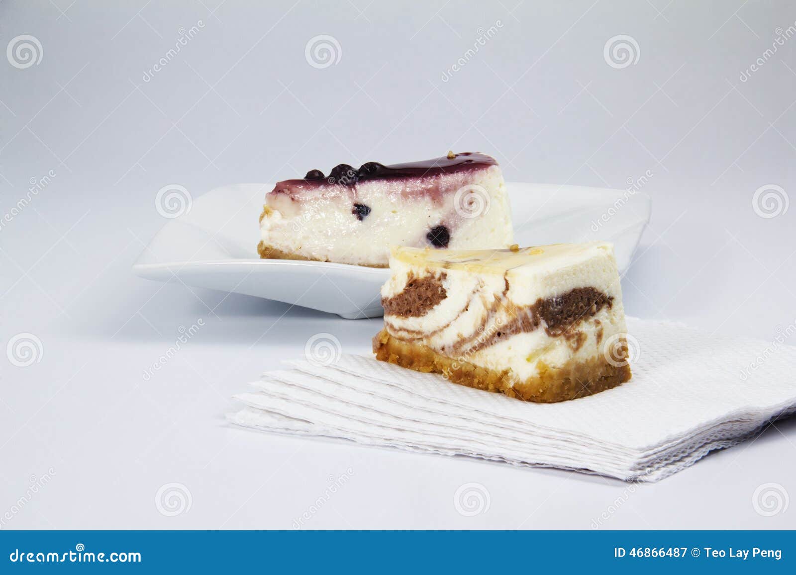 Two slice cheesecake stock image. Image of fruit, leaves - 46866487