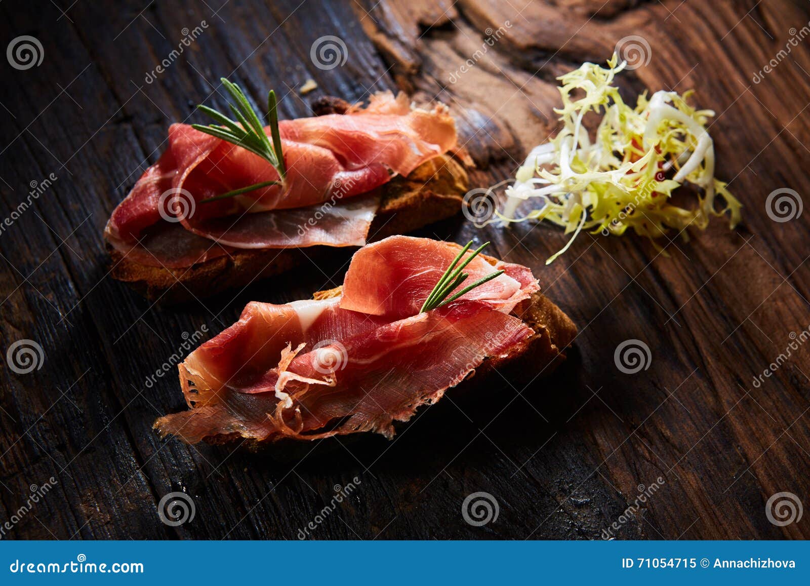 Two Slice of Spanish Tapas with Jamon Stock Image - Image of appetizer ...