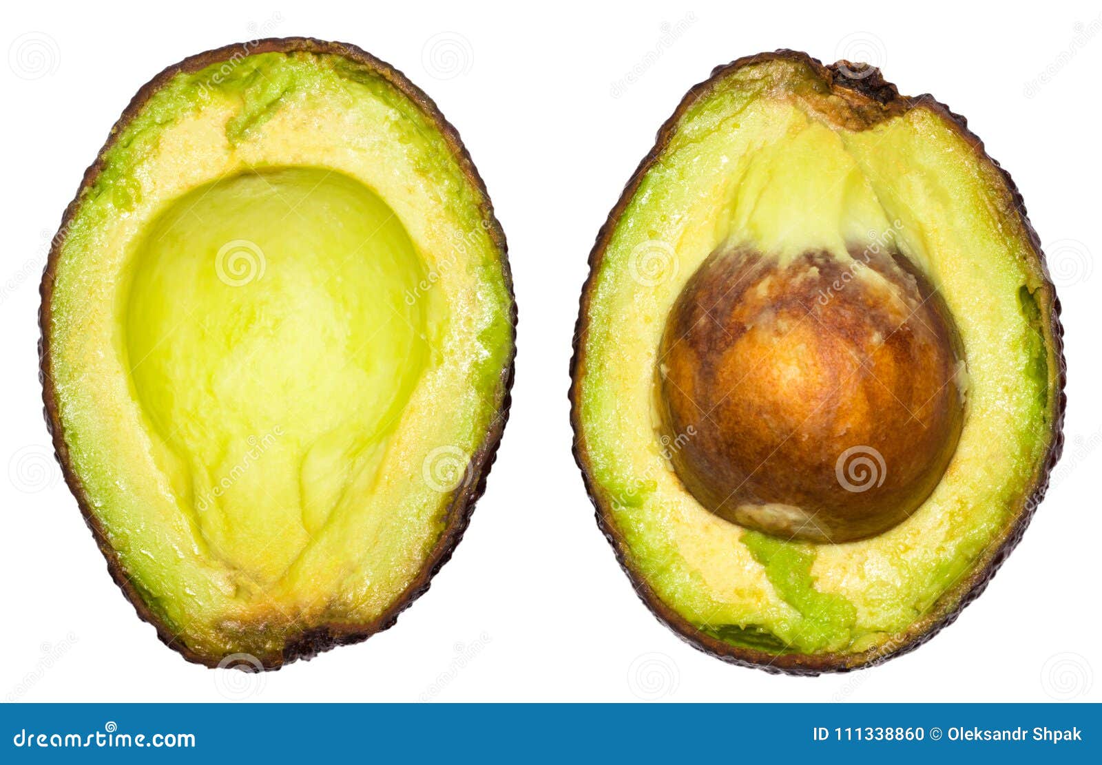 Two Slices of Avocado Isolated on the White Background. One Slice with ...