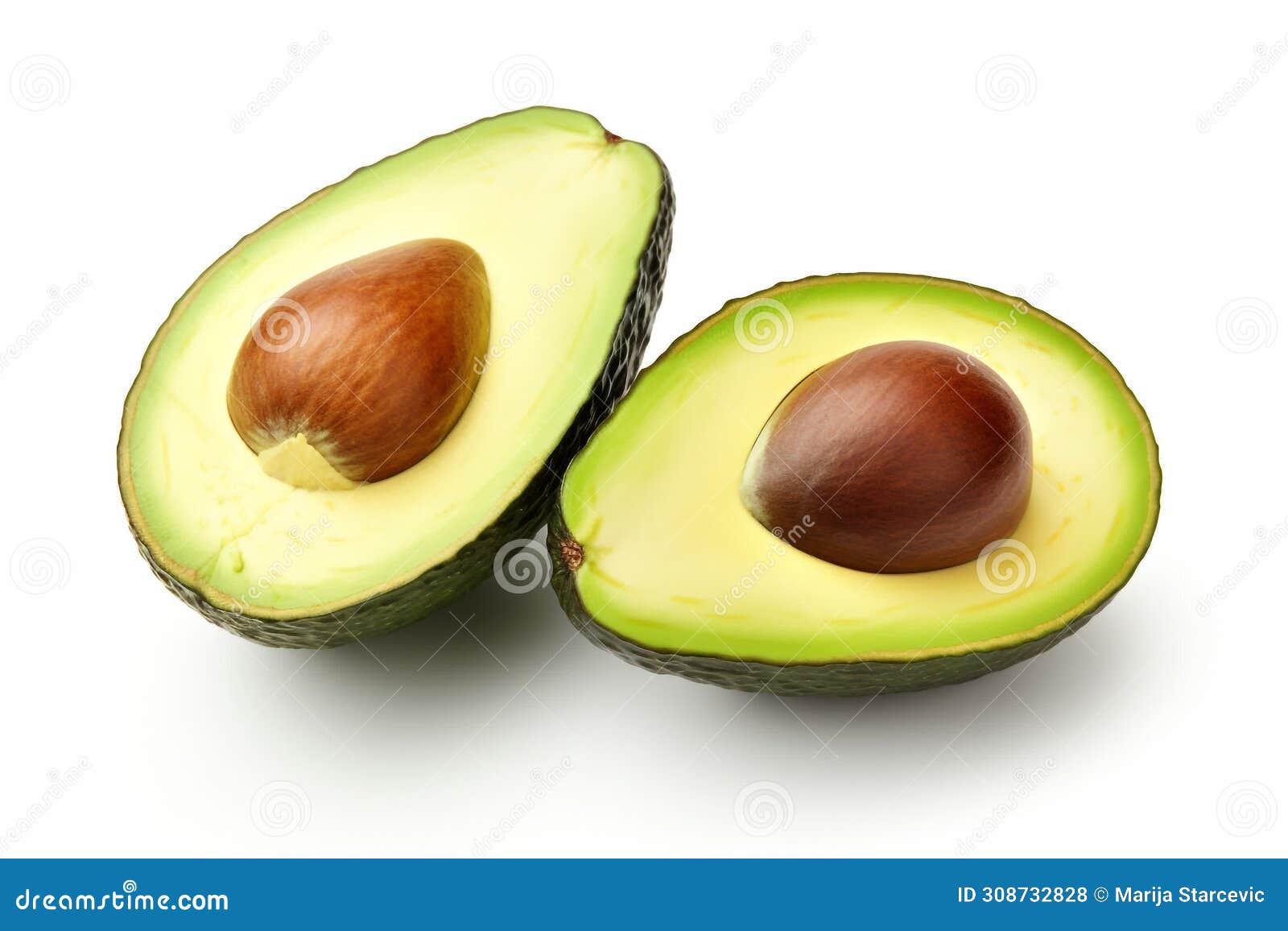 Two Slices of Avocado Isolated on the White Background. One Slice with ...