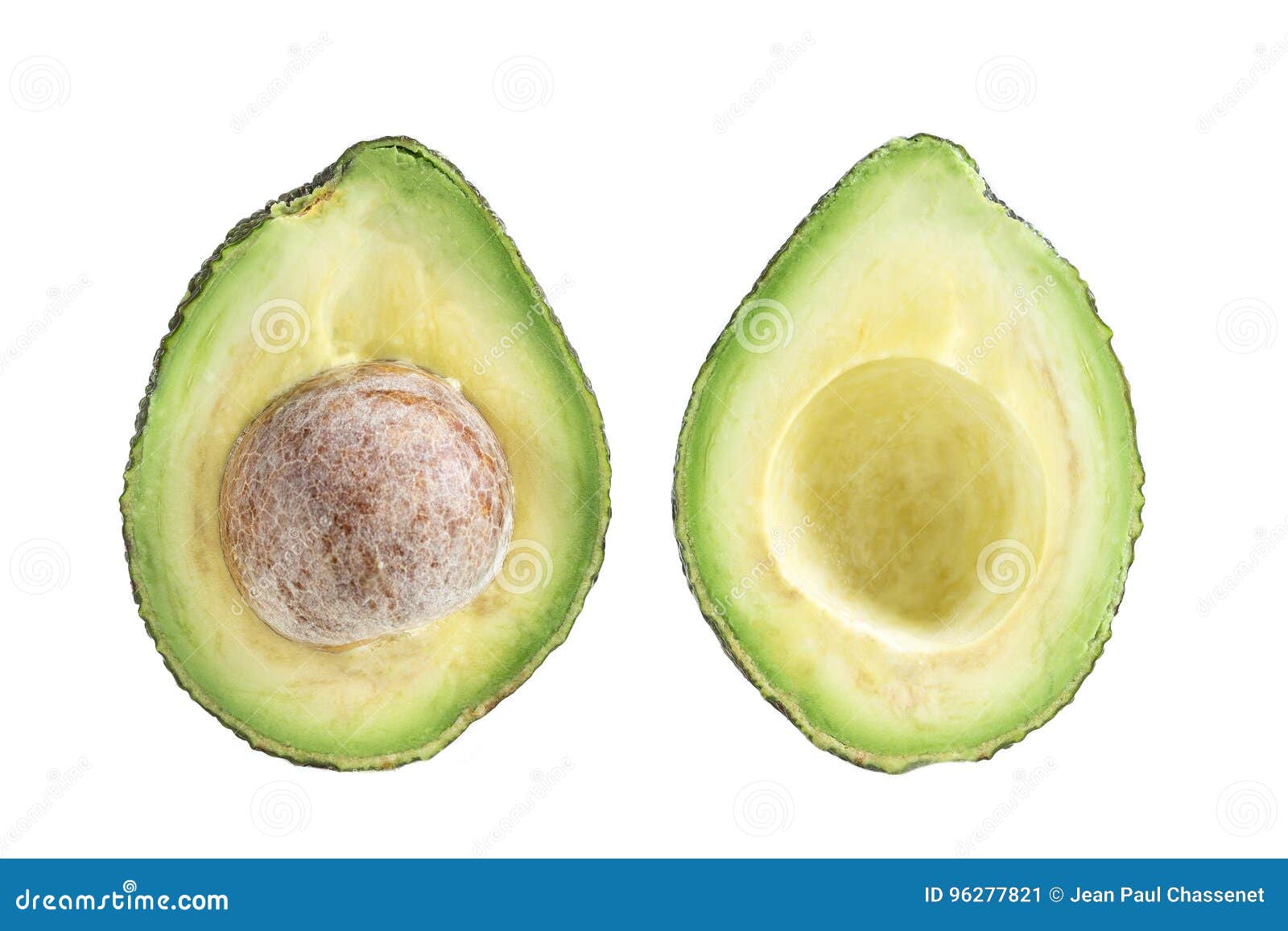 Two Slices of Avocado . One Slice with Core. Stock Image - Image of ...
