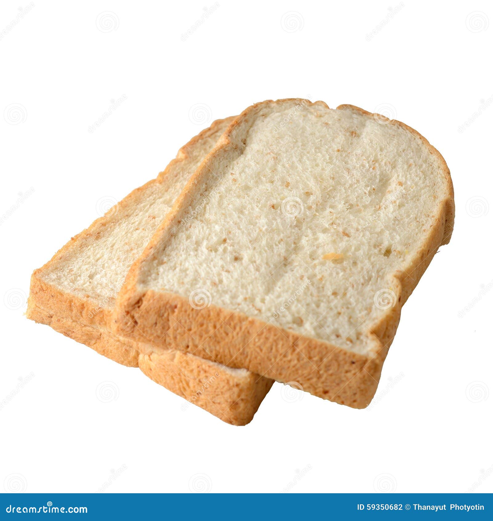 Two Slices of Bread Isolated Stock Photo - Image of health, cook: 59350682