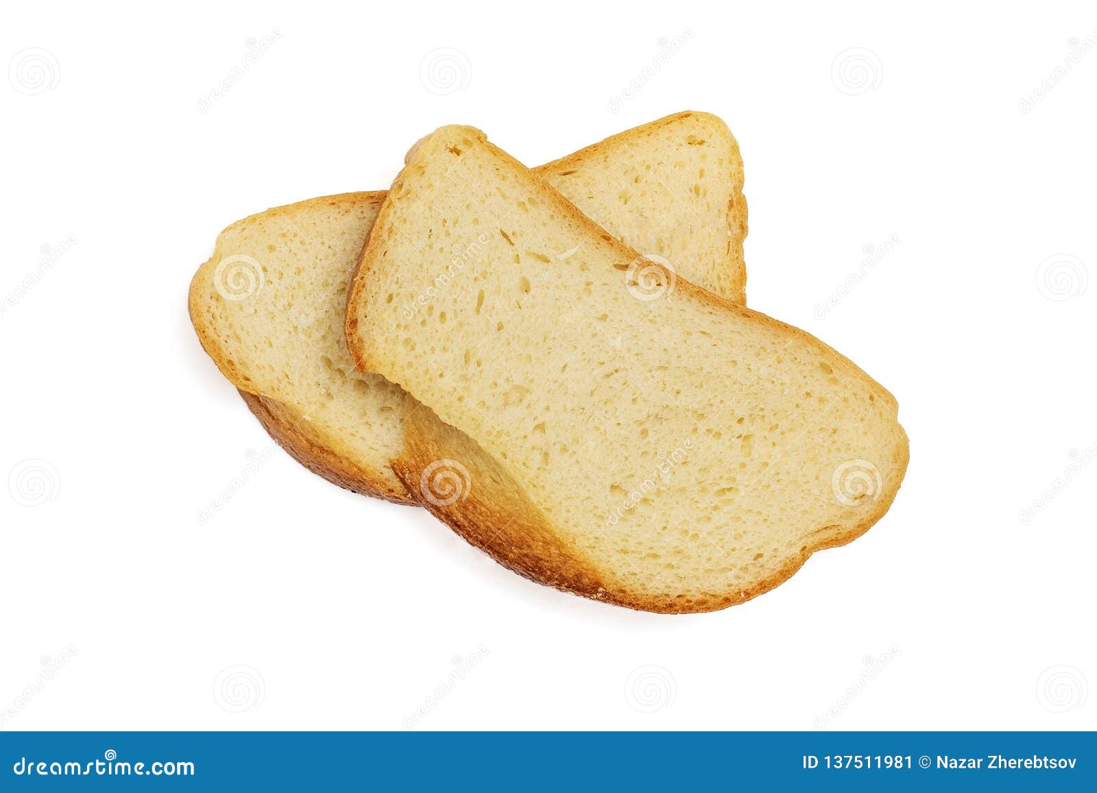 Two Slices of Bread Isolated on White Background. Top View Stock Image ...