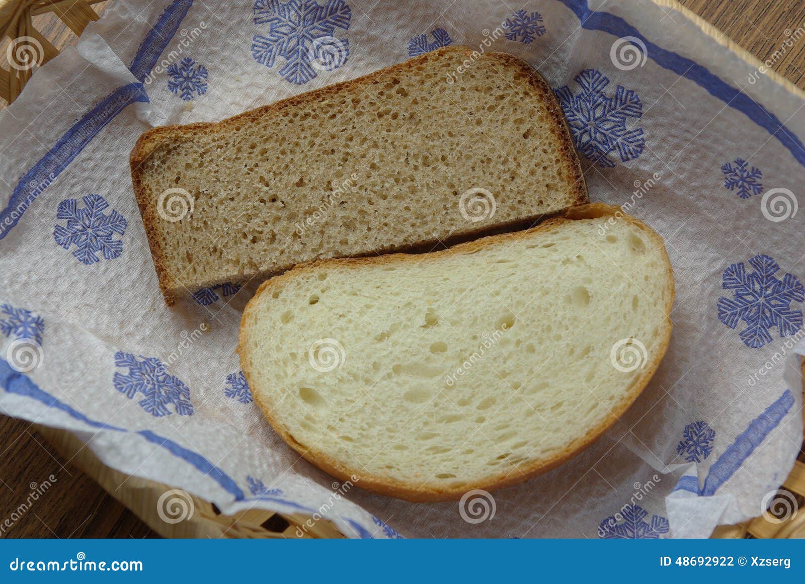 Two Slices of Bread on Napkin Stock Photo - Image of dinner, eating ...