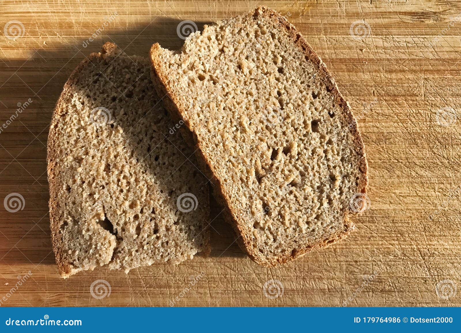 Two slices of bread stock photo. Image of organic, chunk - 179764986