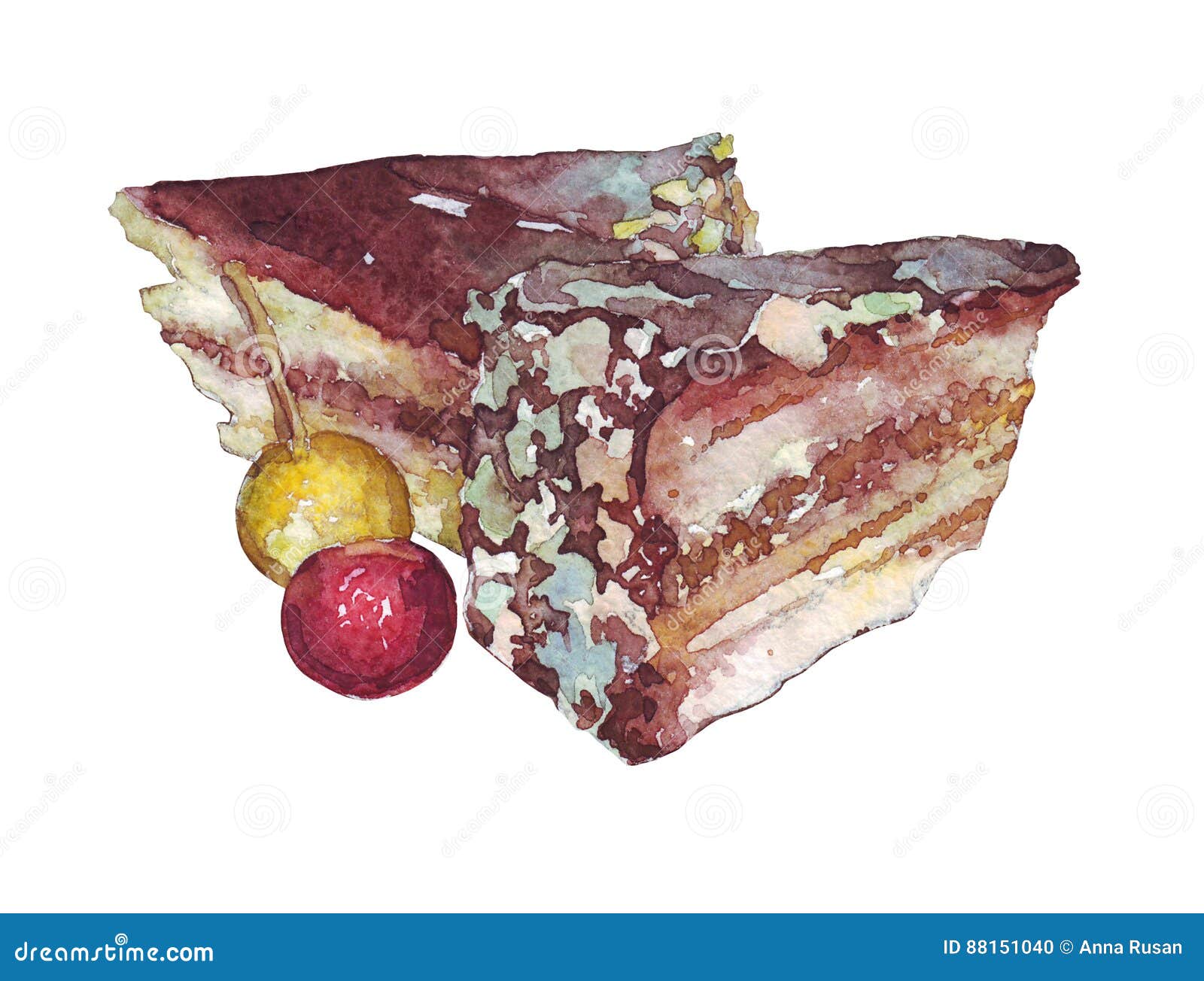 Two slices of Cake stock illustration. Illustration of brown - 88151040
