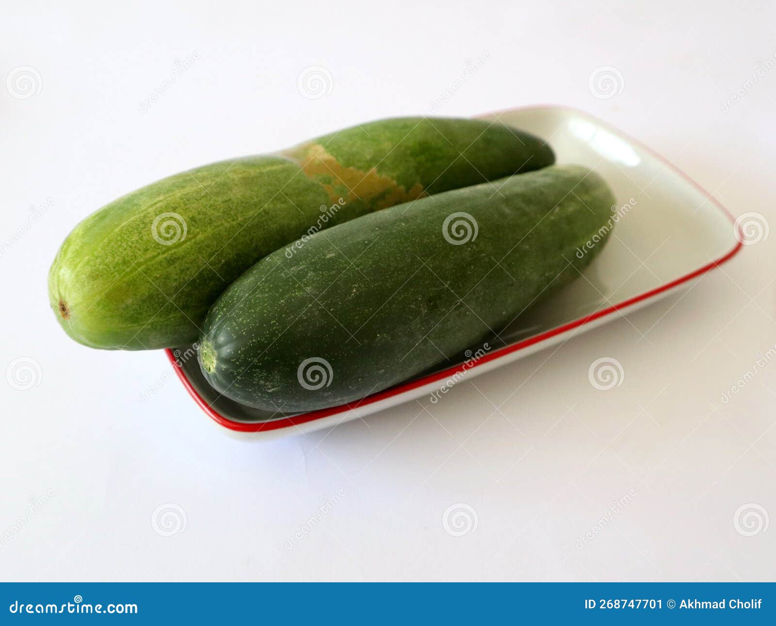 Two Slices of Fresh Cucumber on a Rectangular Plate Stock Image - Image ...