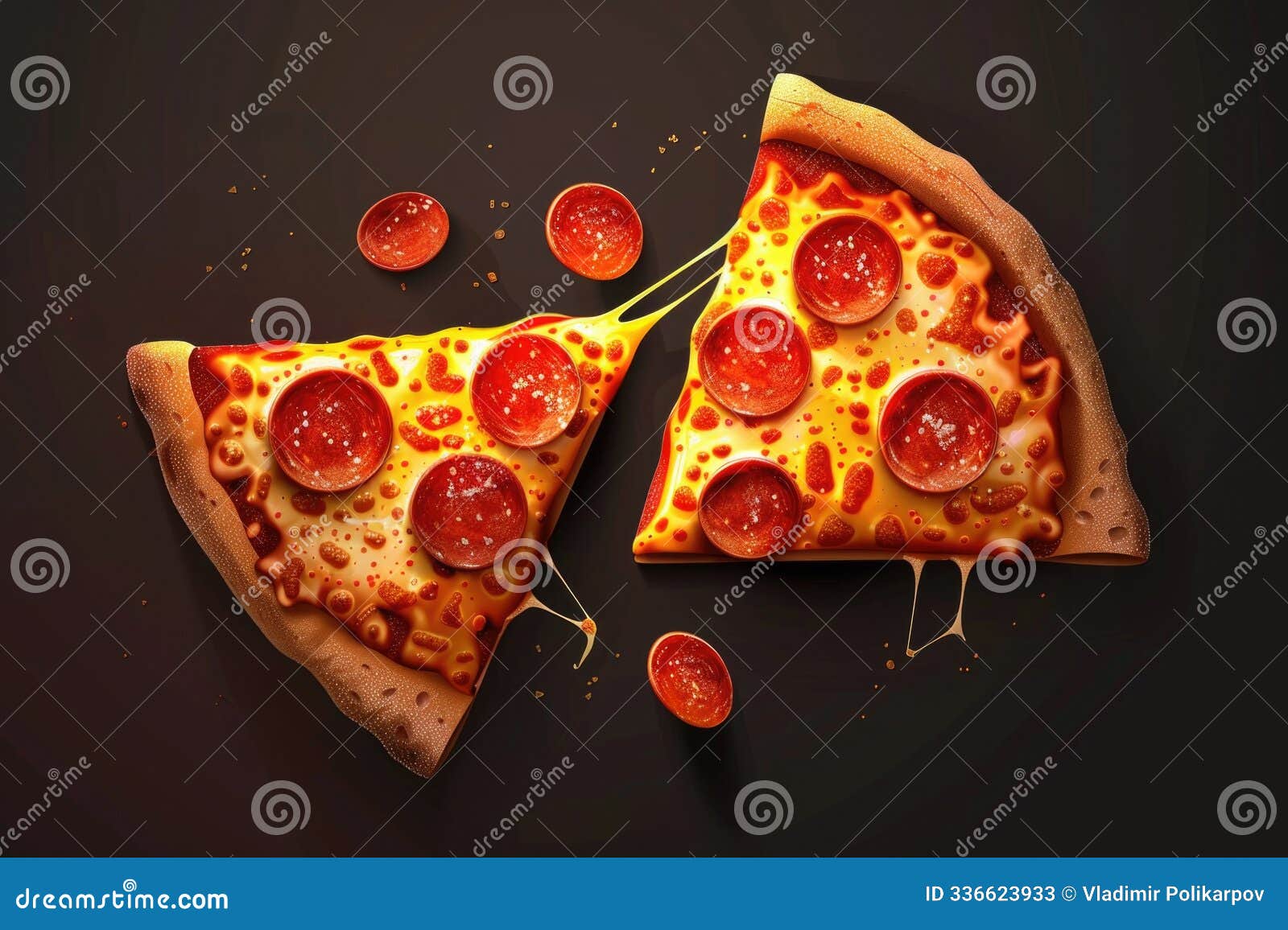 Two Slices of Pepperoni Pizza on a Table Stock Image - Image of grill ...