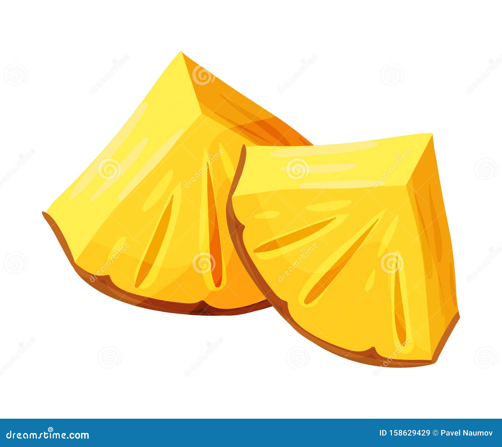 Two Slices of Pineapple. Vector Illustration on a White Background ...