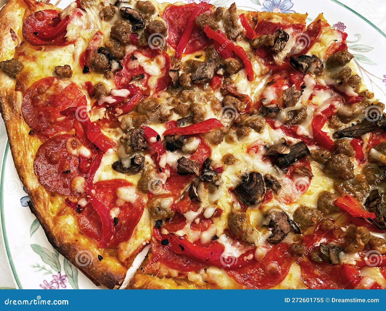 Two Slices of Supreme Pizza for Dinner Stock Image - Image of dinner ...