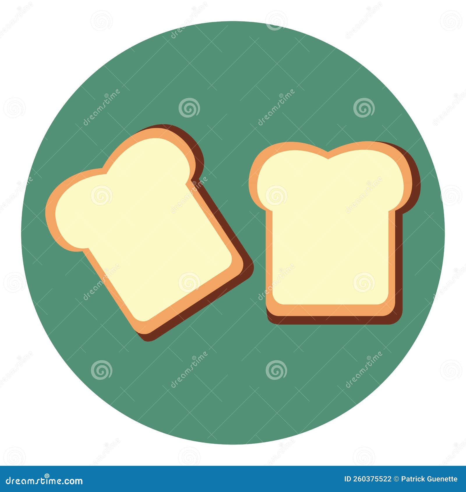 Two slices of toast, icon stock vector. Illustration of bread - 260375522