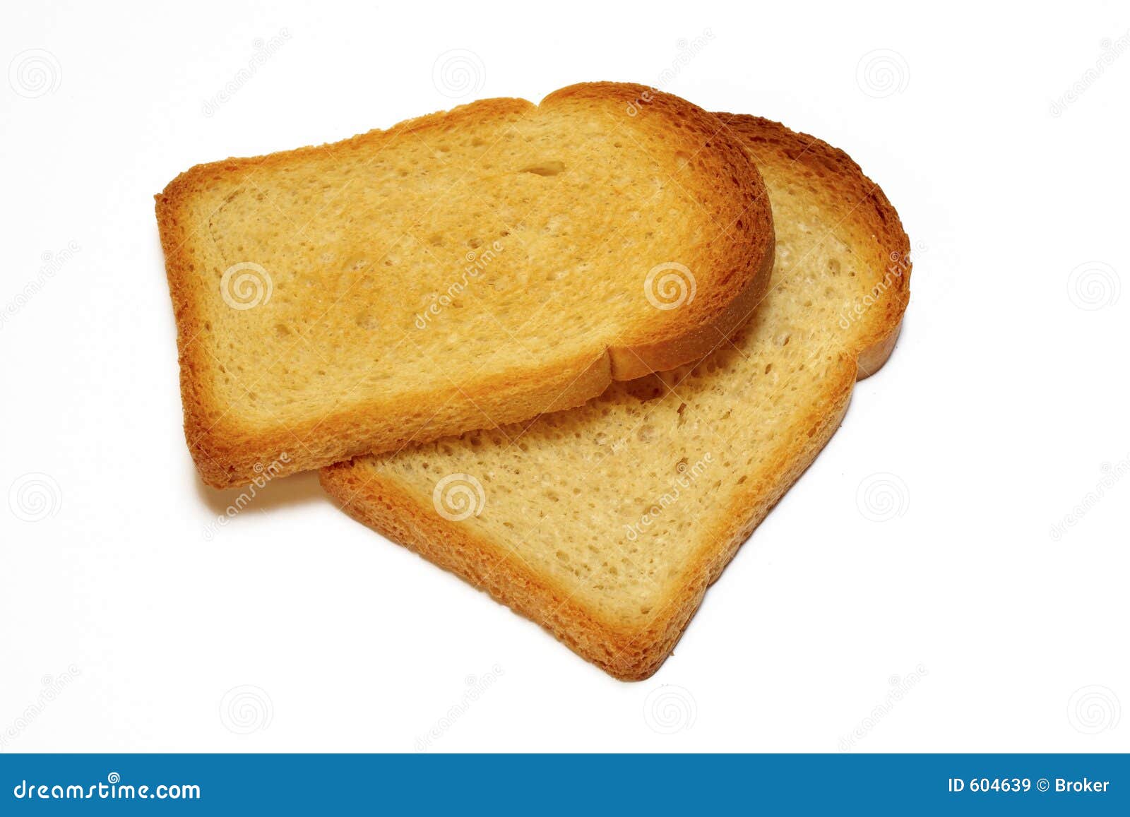Two Slices of Toasted Bread on White Background Stock Image - Image of ...