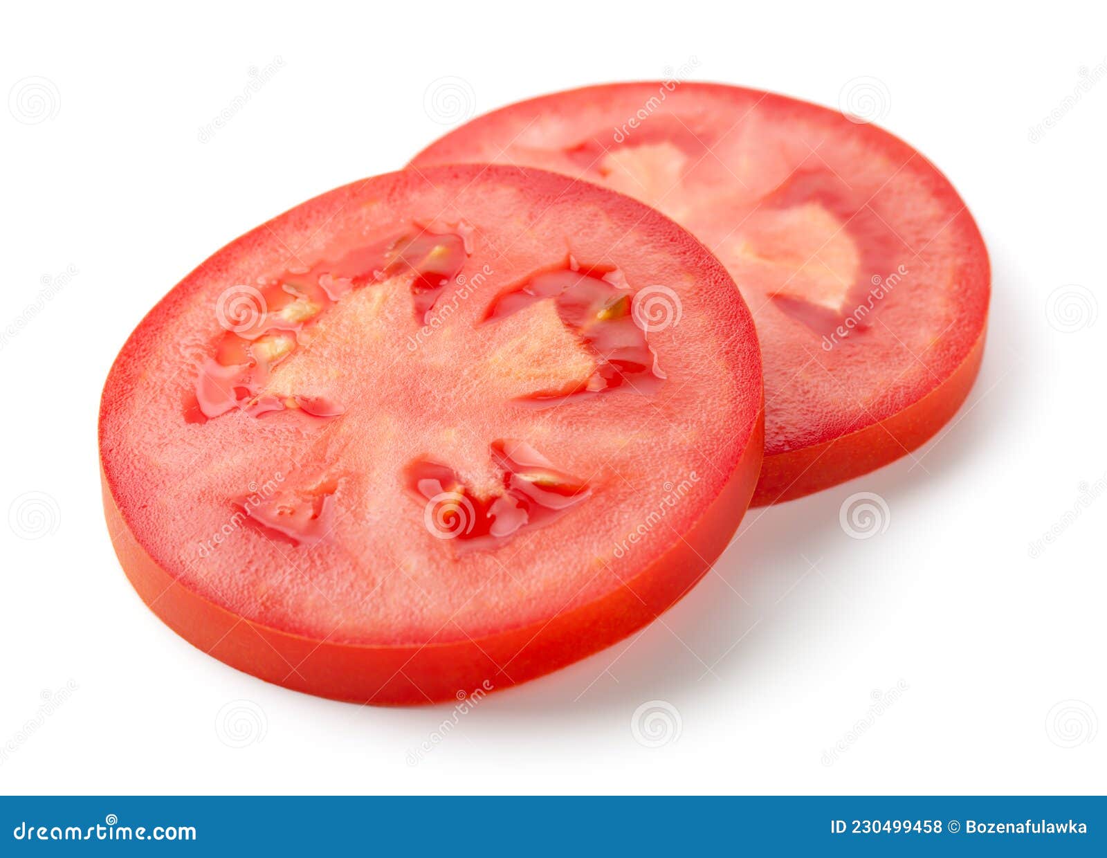 Two Slices of Tomato Isolated Over White Stock Photo - Image of salad ...