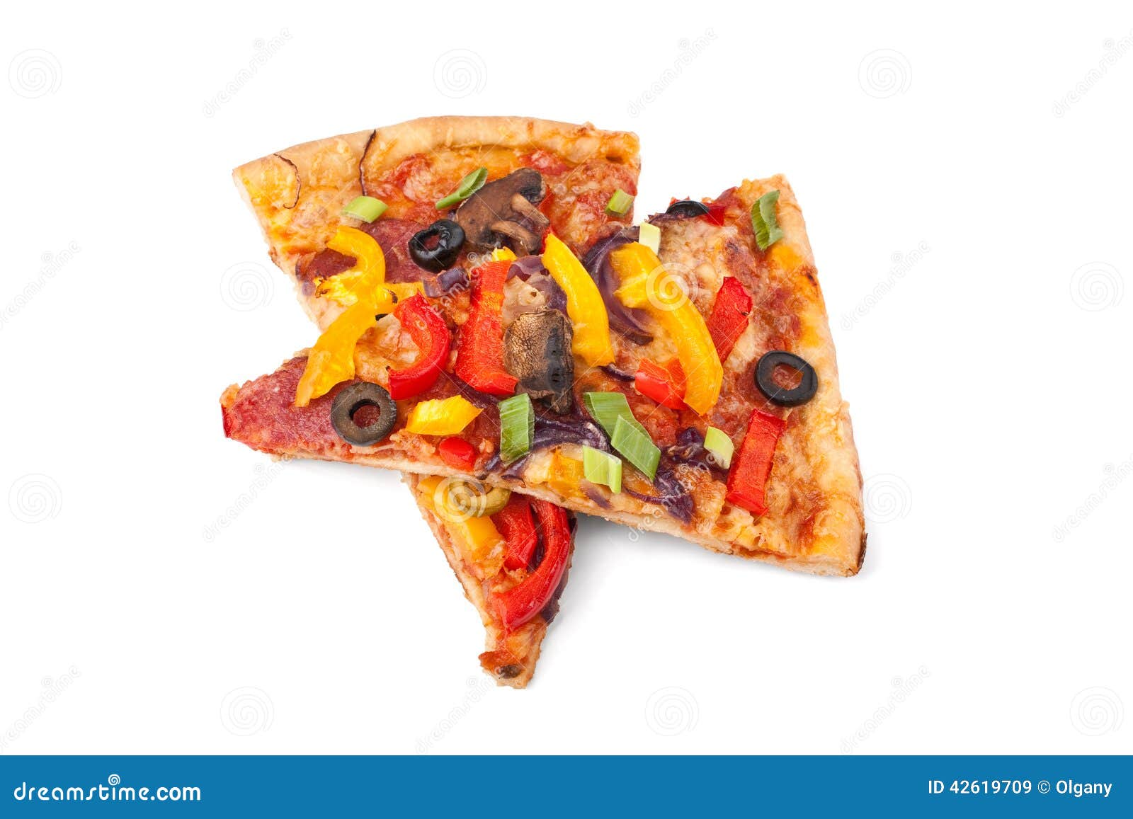 Two Slices of Vegetable Pizza Stock Image - Image of american, pizza ...