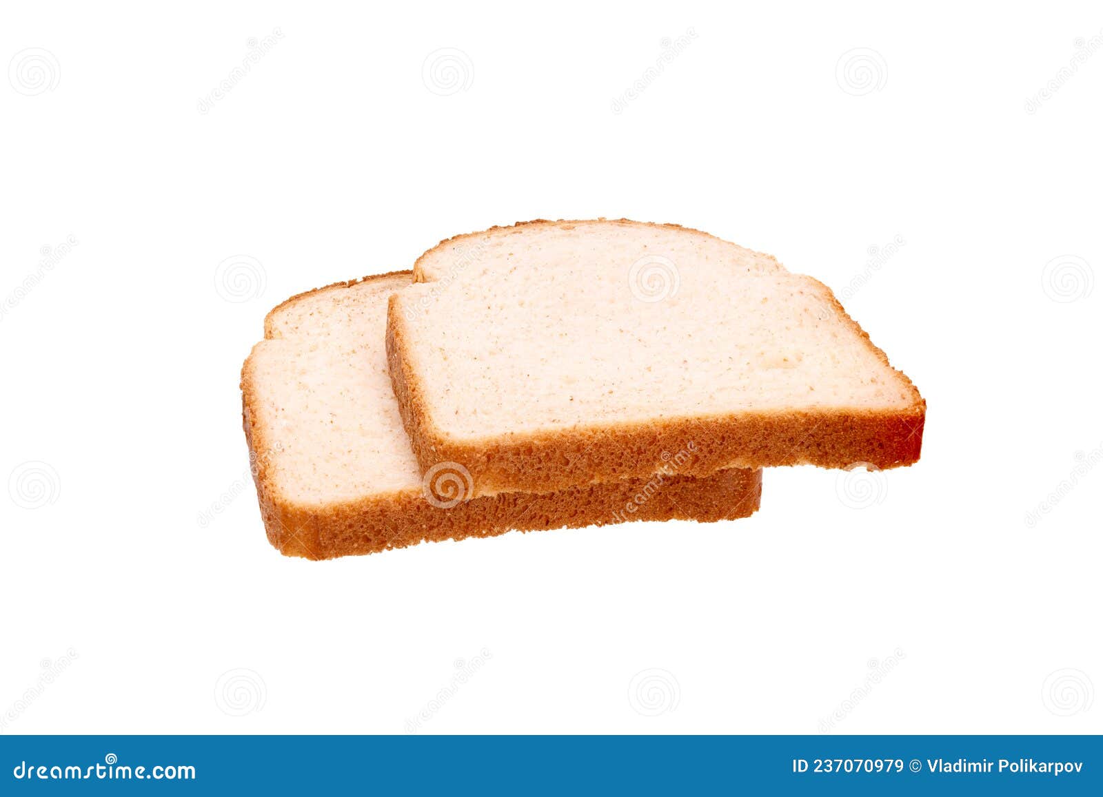 Two Slices of Wheat Bread Isolated on White Background. Side View Stock ...