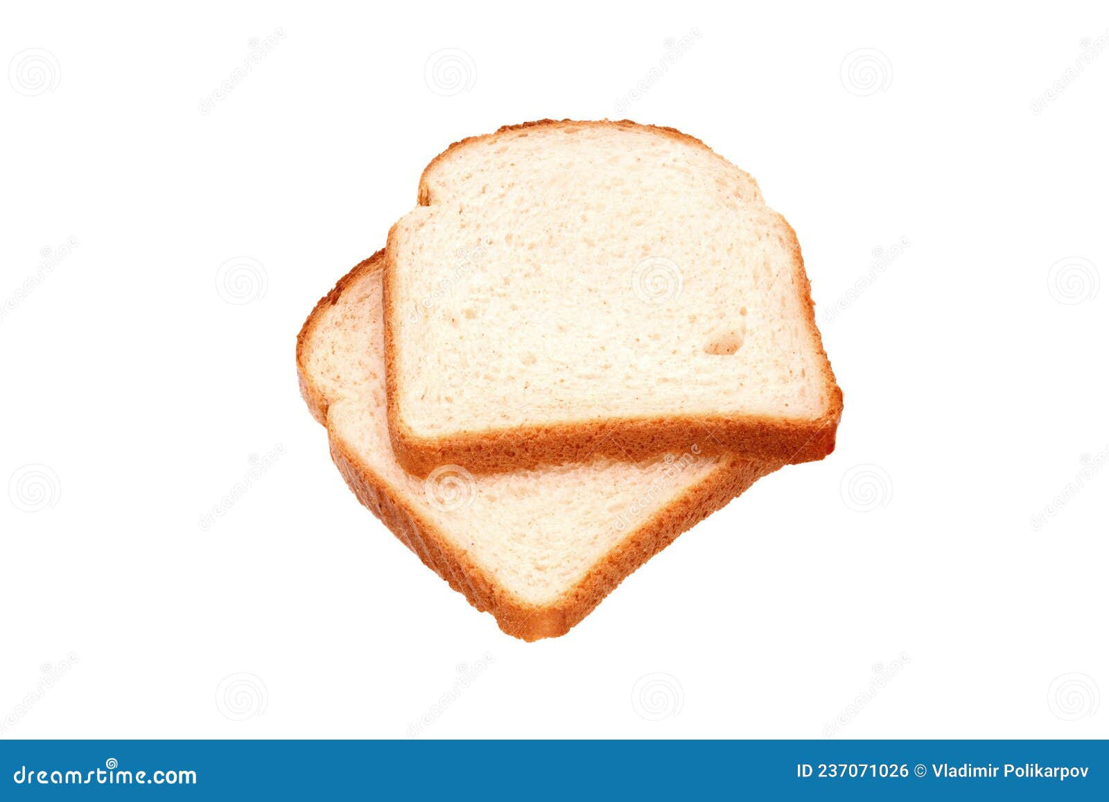 Two Slices of Wheat Bread Isolated on White Background. Side View Stock ...