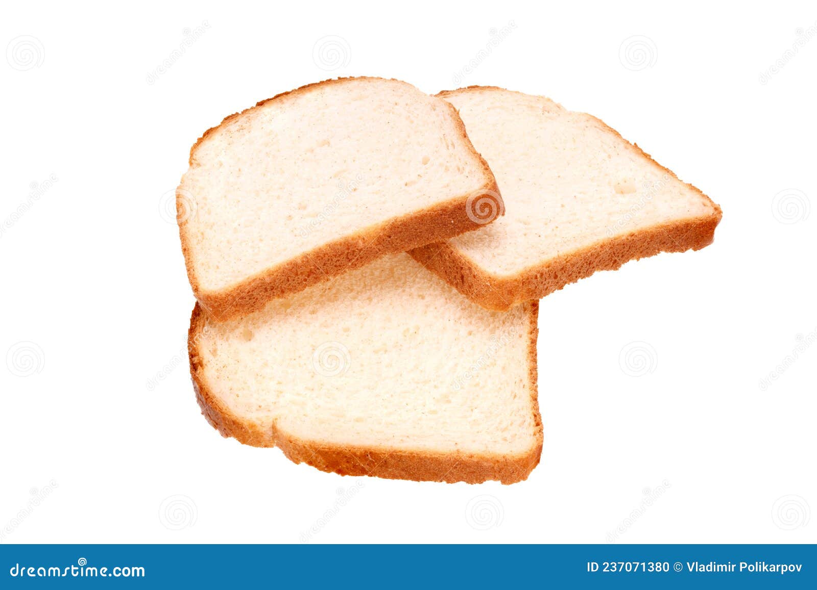 Two Slices of Wheat Bread Isolated on White Background. Side View Stock ...