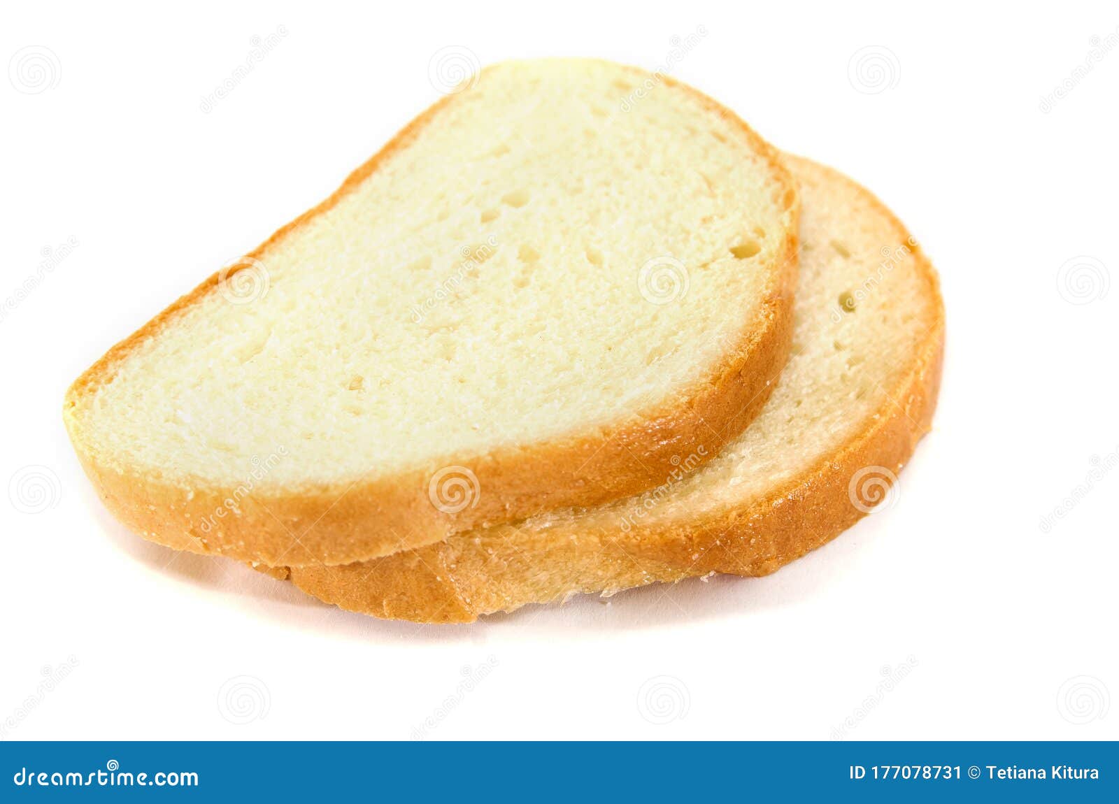 Two Slices of White Bread Isolated on a White Background. Close-up ...