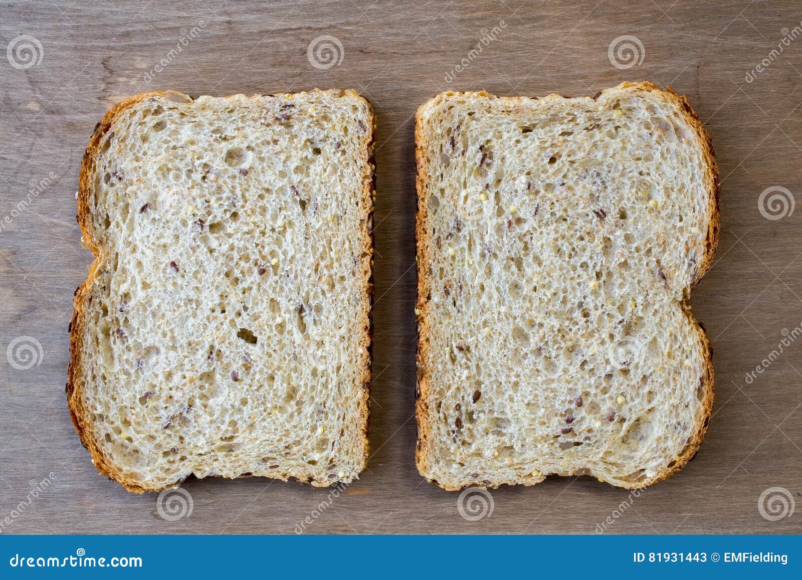 Two Slices of Whole Grain Bread Stock Image - Image of bread, grain ...