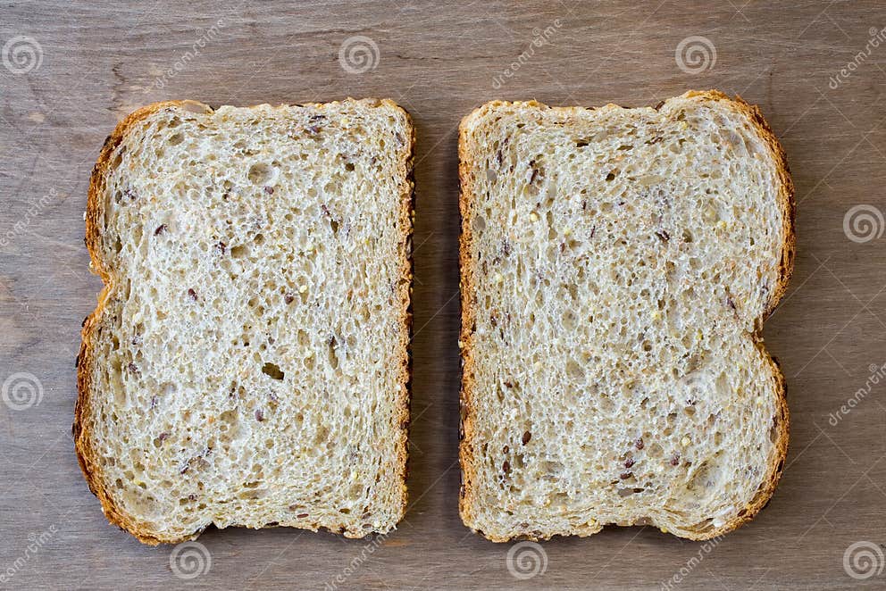 Two Slices of Whole Grain Bread Stock Image - Image of bread, grain ...