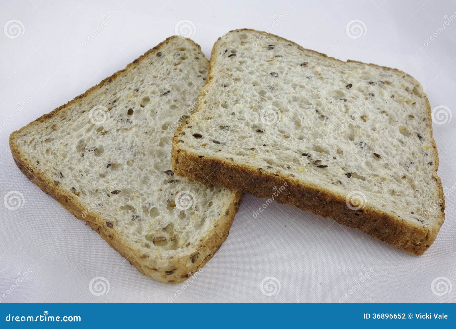 Two Slices of Wholegrain Bread. Stock Photo - Image of healthy ...