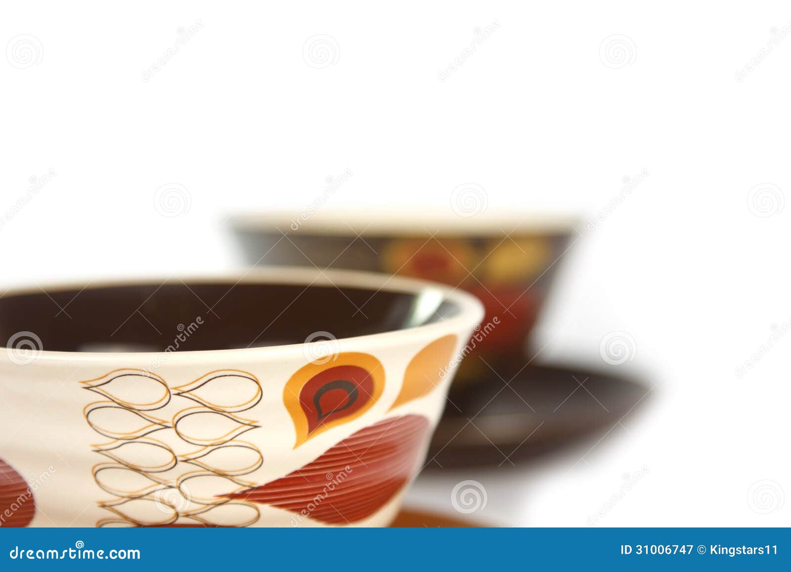 Two Small Bowls with Plate 4 Stock Image - Image of closeup, service ...