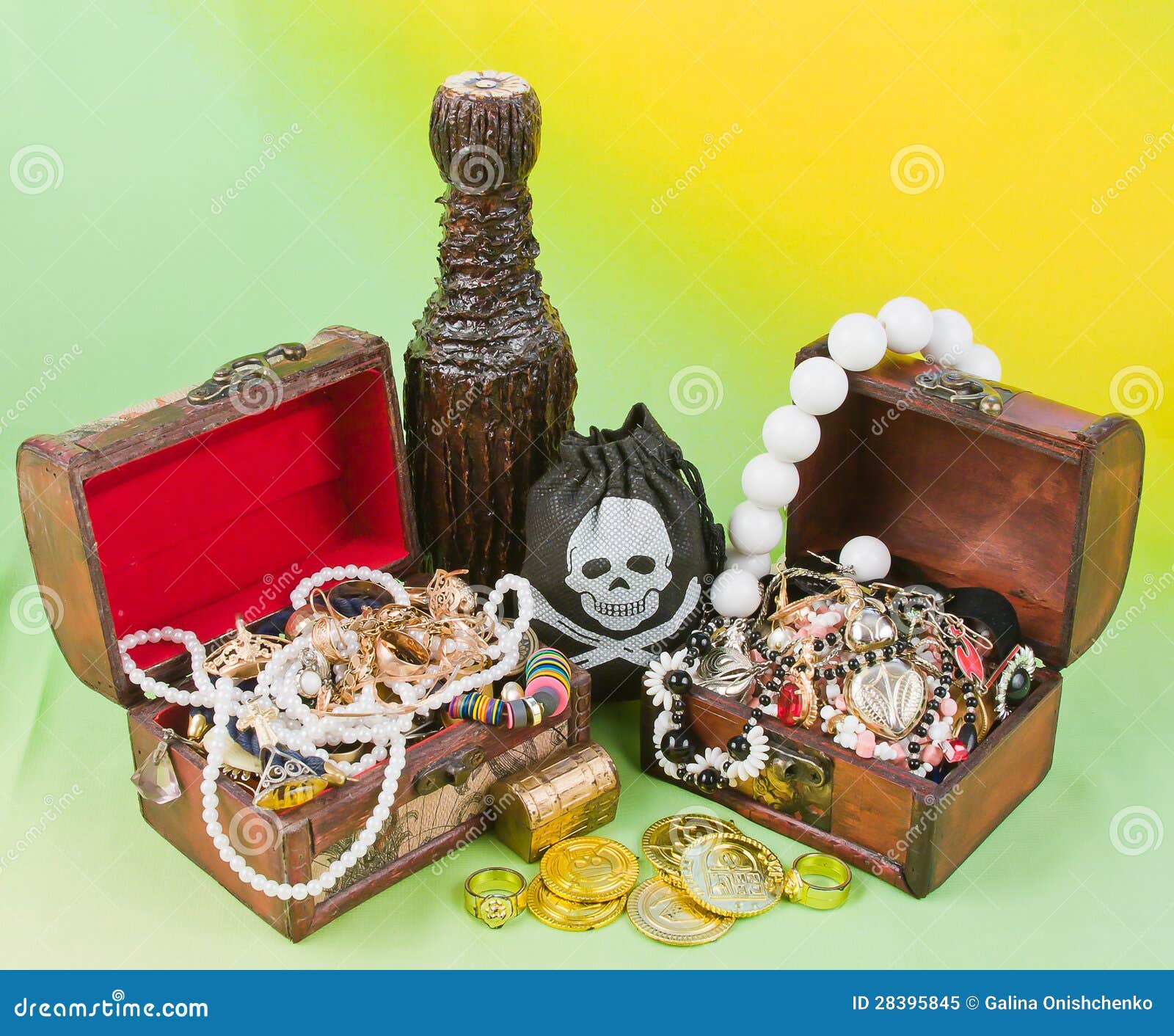 Two Small Boxes with Treasures Stock Image - Image of coin, light: 28395845