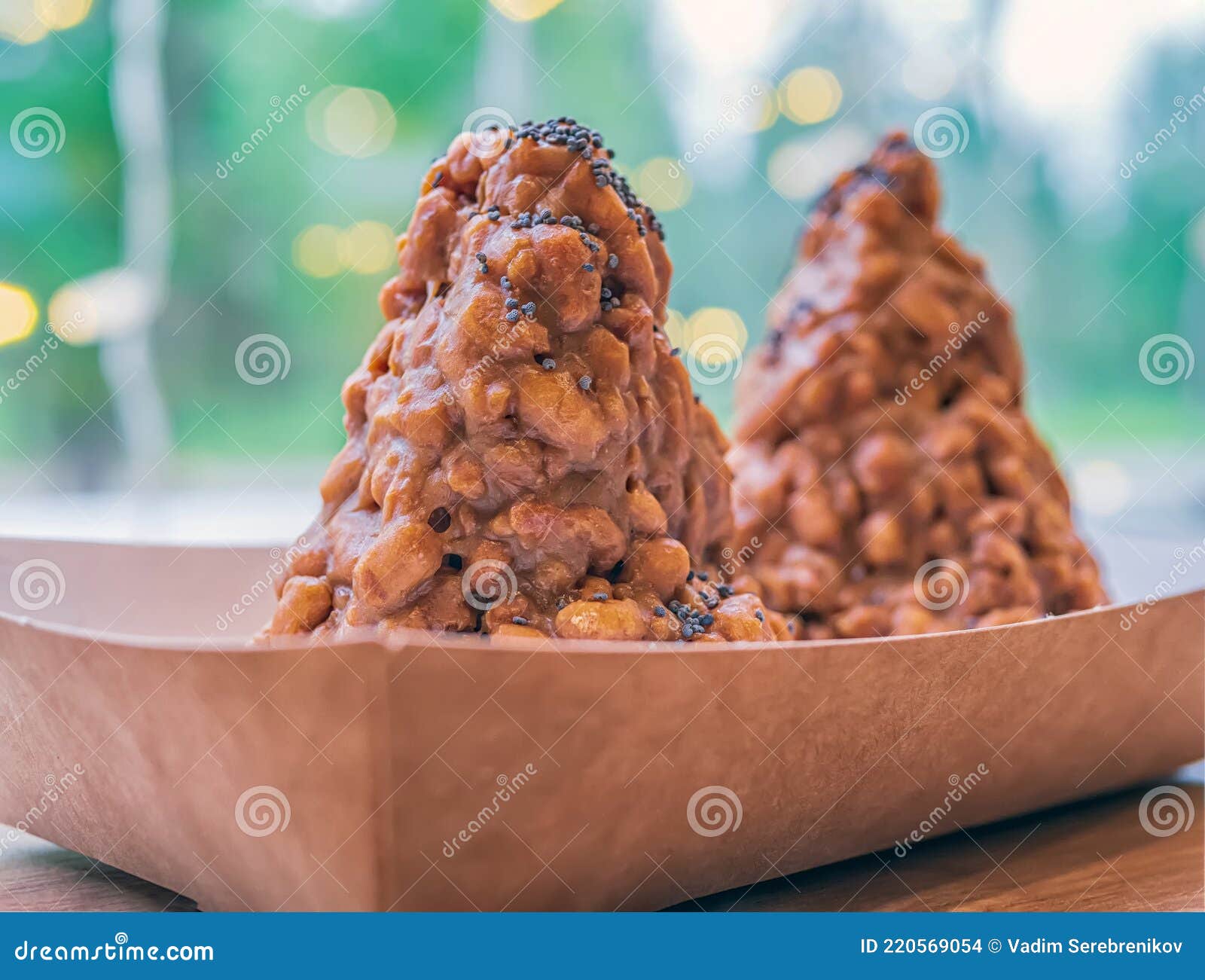 Two Small Cakes Strauben in the Carton Plate on the Table. Selective ...