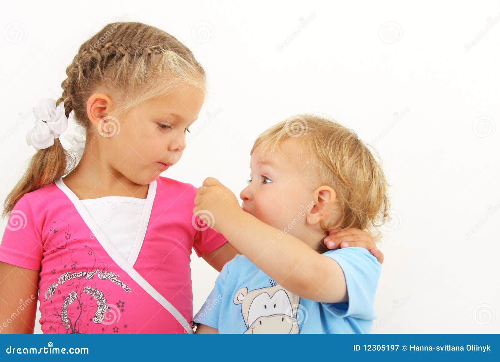 Two small children stock image. Image of peace, sister - 12305197