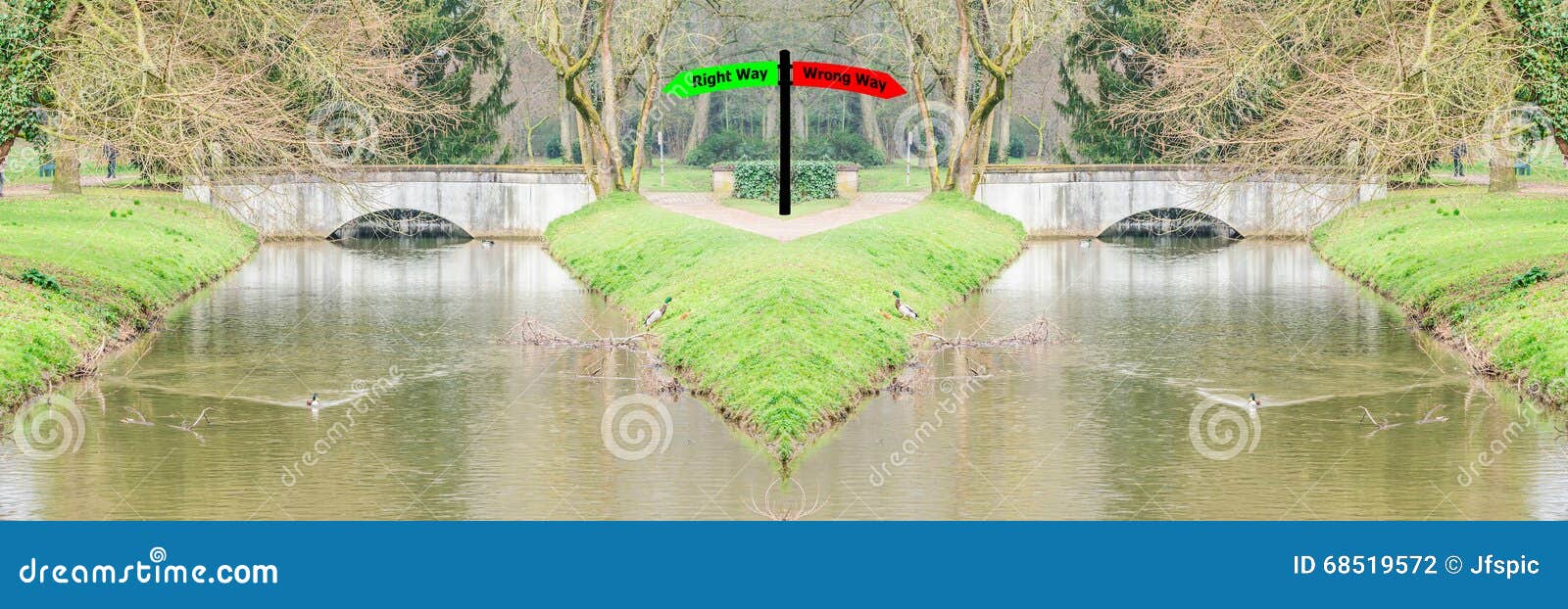 Two Small Concrete Bridge Over a Moat Stock Photo - Image of landscape ...