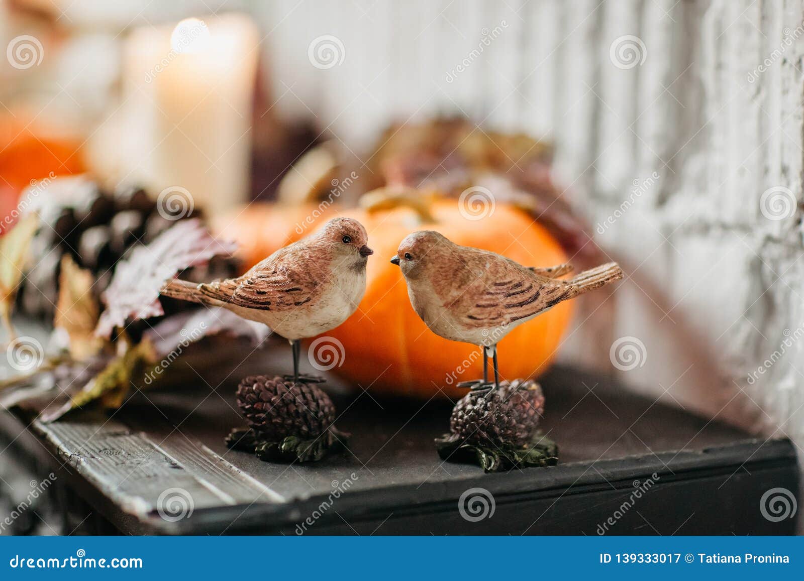 Two Small Decorative Birds are on the Black Table. Stock Image - Image ...