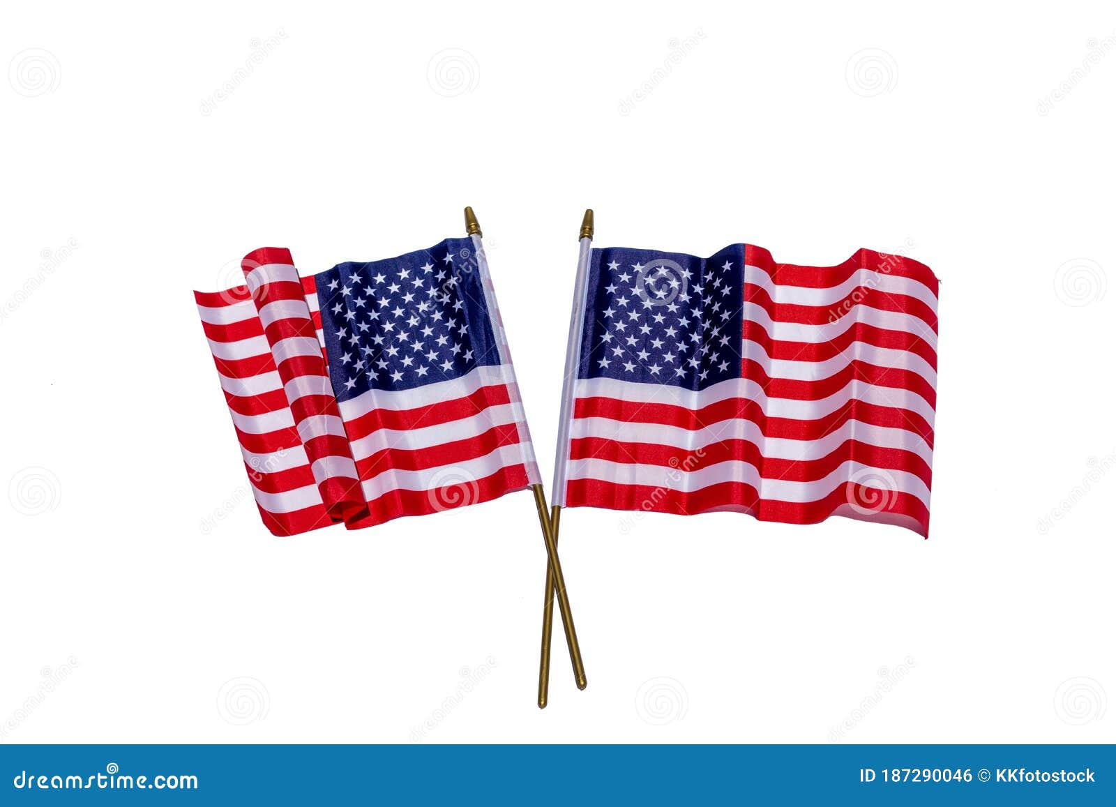 Two American Flags on White Background Stock Photo - Image of ...