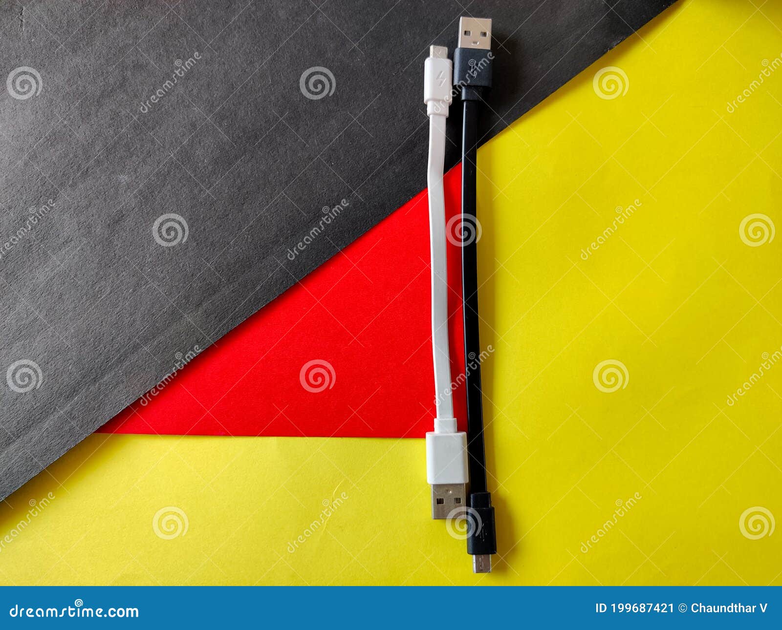 Two Small Micro USB Cables in White and Stock Image - Image of external ...