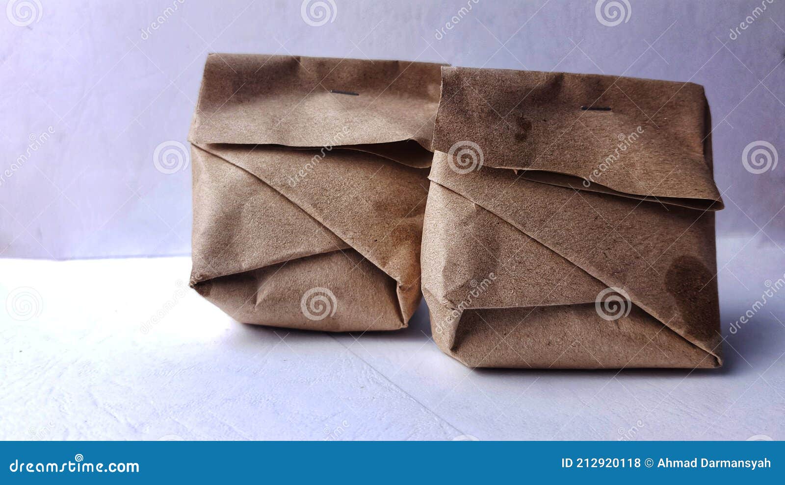 Two Small Portion of Meal Packaging Stock Photo - Image of leather ...